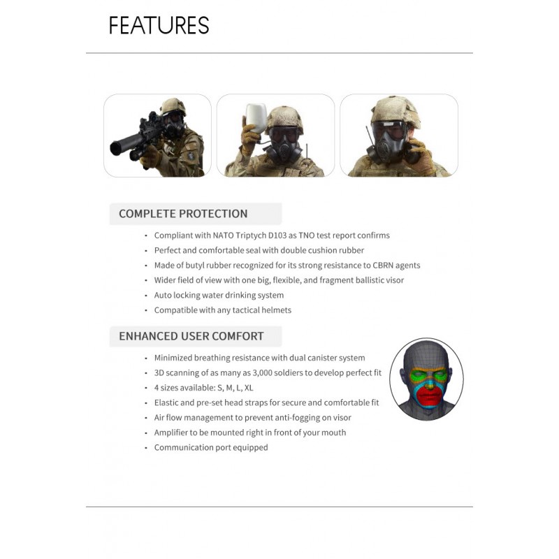Next Gen South Korean K10 NATO CBRN NBC Gas Mask Air Respirator